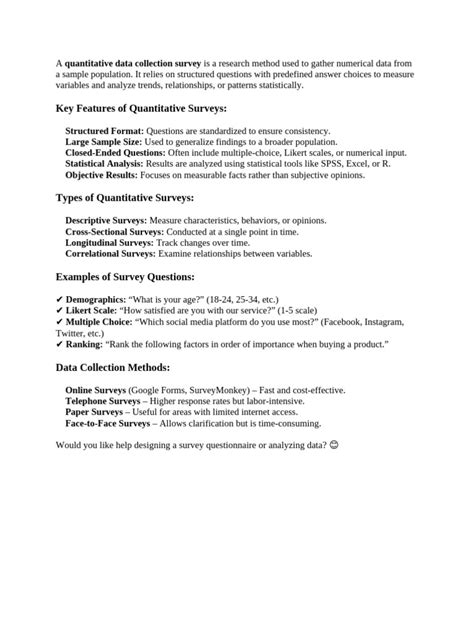 A Quantitative Data Collection Survey Is A Research Method Used To