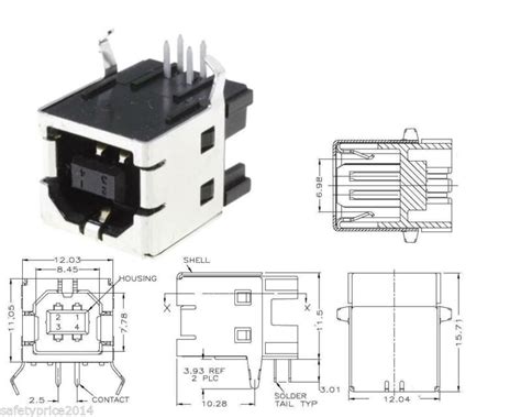 X Conectores Usb Tipo B Hembra Pcb Safetyprice Electronics
