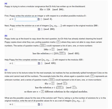 Solved A Poppy Is Trying To Solve A Modular Congruence That