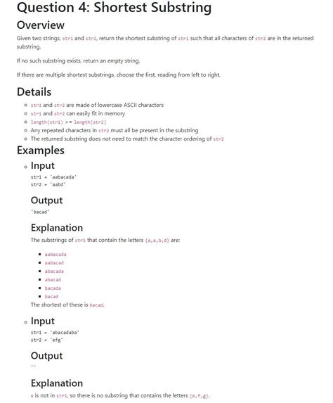 Solved Question 4 Shortest Substring Overview Given Two