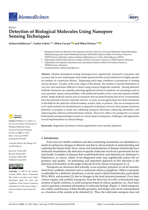 Pdf Detection Of Biological Molecules Using Nanopore Sensing Techniques