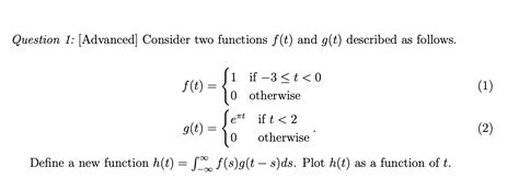Solved Question 1 Advanced Consider Two Functions Ft