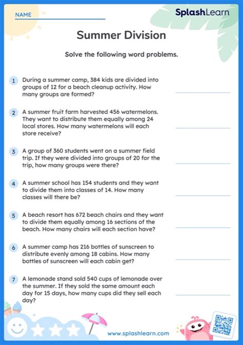 Division Word Problems Worksheets Free Printable Splashlearn