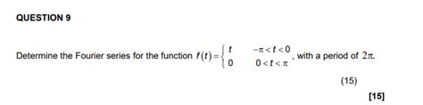 Solved Determine The Fourier Series For The Function Chegg