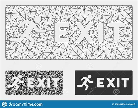 Emergency Exit Vector Mesh Wire Frame Model And Triangle Mosaic Icon Stock Vector Illustration