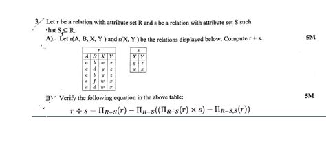 Solved Let R Be A Relation With Attribute Set R And S Be A Chegg Com