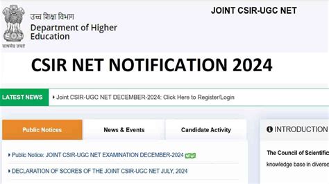 Csir Net 2024 December Notification Released Check Registration