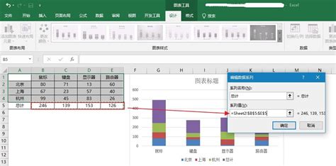 Excel图表如何做总计与分类柱状图office办公软件入门基础教程