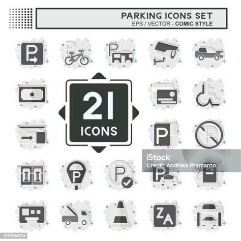 아이콘 세트 주차 전송 기호와 관련이 있습니다 코믹 스타일 디자인 편집 가능 걷기에 대한 스톡 벡터 아트 및 기타 이미지 걷기 교습 교통 Istock