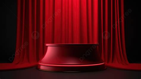 우아한 커튼 고품질 3d 렌더링으로 제품 디스플레이 빨간색 연단 3d 스탠드 3d 플랫폼 서다 배경 일러스트 및 사진 무료