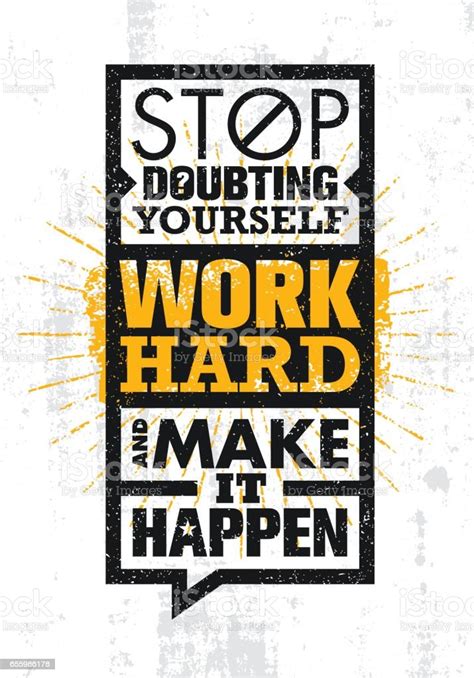 자신을 의심 중지 열심히 하 고 일어날 수 있도록 영감을 크리에이 티브 동기 부여 견적 템플릿 불확실성에 대한 스톡 벡터 아트 및 기타 이미지 Istock