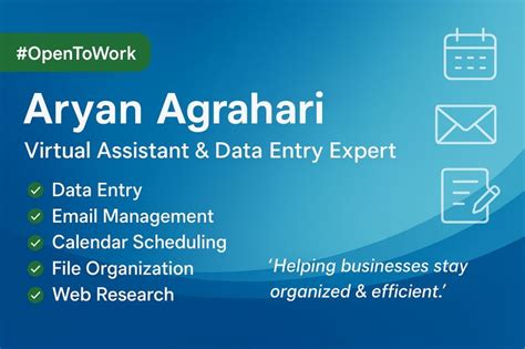 Opentowork Virtualassistant Dataentry Freelancer Businesssupport… Aryan Agrahari