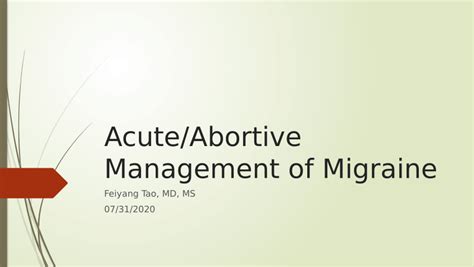 PDF Acute Abortive Management Of Migraine
