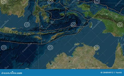Near Timor Plate Boundaries Satellite Map Stock Illustration Illustration Of Volcanic Line
