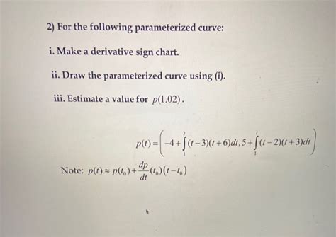 Solved 2 For The Following Parameterized Curve I Make A