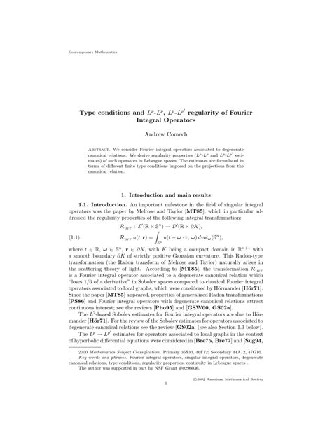 Pdf Type Conditions And L P L P L P L P Regularity Of Fourier Integral Operators