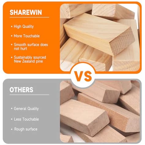 Sharewin Lot De 54 Blocs De Bois Géants Empilables Jusquà 12 M Blocs De Jeu En Bois Géant