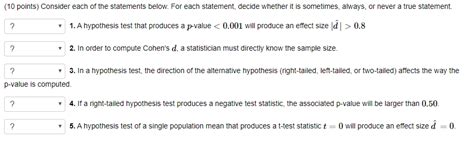 solved 10 points consider each of the statements below