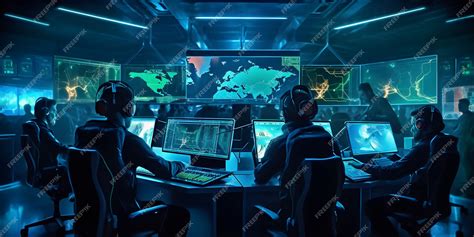 Premium Ai Image A Team Of Cybersecurity Experts In A Control Room