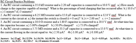 Solved RC Circuit Practice Problems An RC Circuit Chegg Com