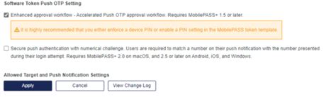 Mobilepass Target And Push Otp Settings