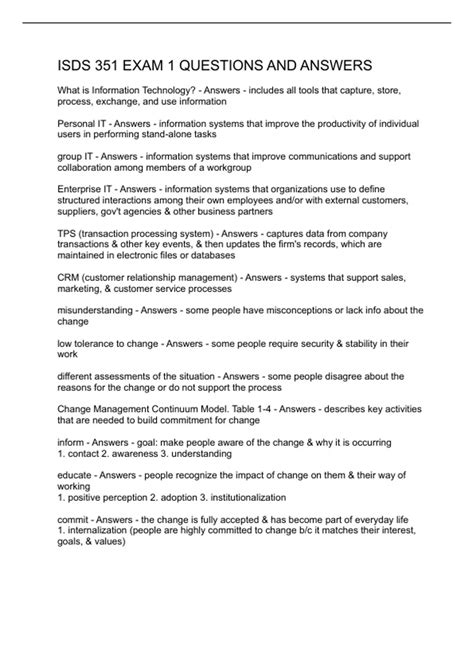 Isds 351 Exam 1 Questions And Answers Isds 351 Stuvia Us