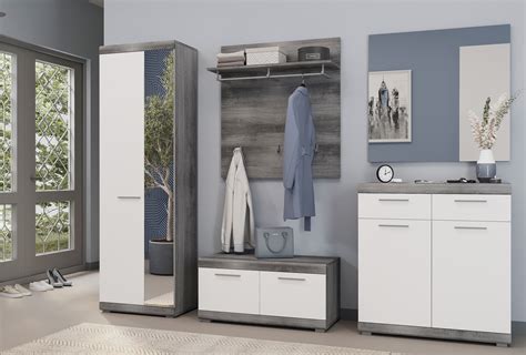 Купити Стильна сучасна модульна прихожа в коридор з шафою дзеркалом тумбою для взуття Флорес