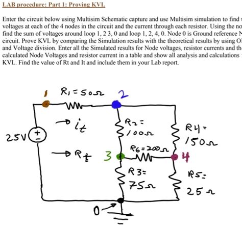 Solved Lab Procedure Part 1 Proving Kvl Enter The Circuit Below