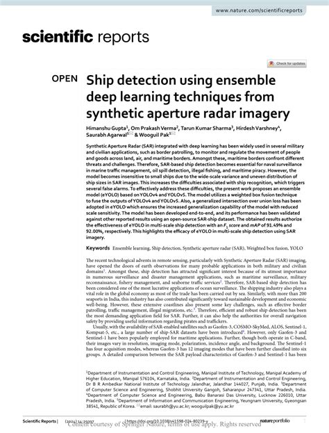 Pdf Ship Detection Using Ensemble Deep Learning Techniques From