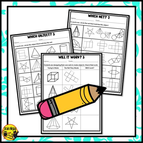 Nets Of Prisms And Pyramids Math Worksheets Paper Identifying And Brainninjas