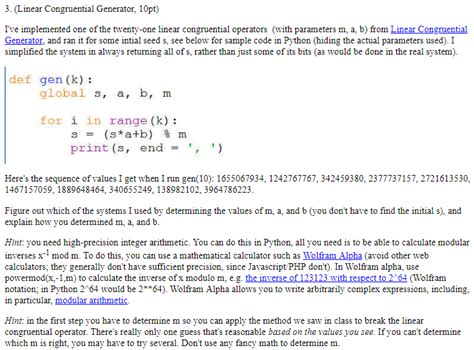 3 Linear Congruential Generator 10pt Ive