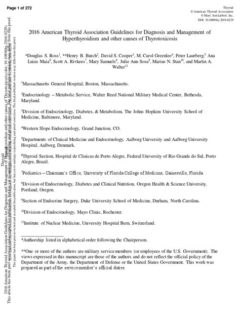 Ata Guidelines Tireotoxicosis 2016 Hyperthyroidism Thyroid