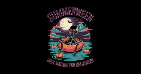 Summerween Just Waiting For Halloween Skeleton Summerween Sticker
