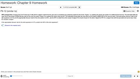 Homework Chapter 9 Homework Save Score 0 Of 1 Pt 5