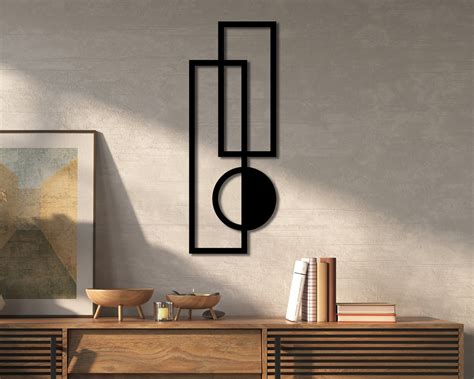 Geometric Shapes Modern Metal Wall Art Decor Abstract Vertical Metal