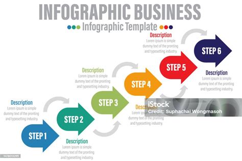 벡터 인포 그래픽 템플릿 6 개의 종이 레이블 다이어그램 그래프 프리젠 테이션에 대 한 화살표입니다 6 가지 옵션이있는 비즈니스