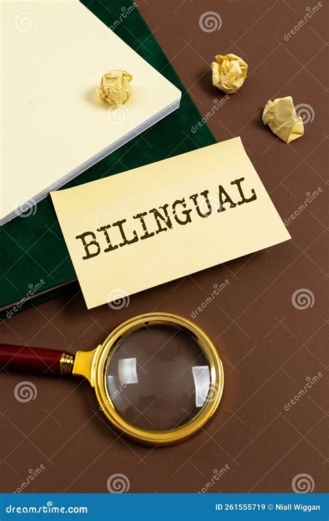Text Caption Presenting Bilingual Word Written On Using Or Able To Use