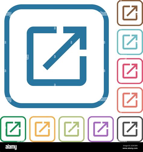 launch application simple icons in color rounded square frames on white background stock vector