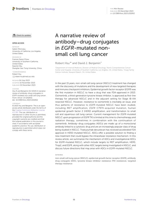 Pdf A Narrative Review Of Antibody Drug Conjugates In Egfr Mutated Non Small Cell Lung Cancer