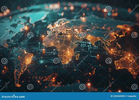 Detailed Visualization Of A Digital World Map Highlighting Global