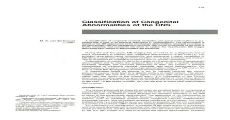 Pdf Classification Of Congenital Abnormalities Of The Cnsclassification Of Congenital Cerebral