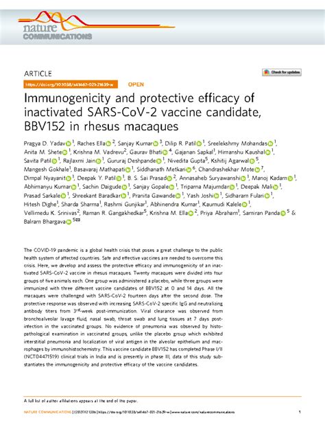 Immunogenicity And Protective Efficacy Of Article Immunogenicity And Protective Efficacy Of