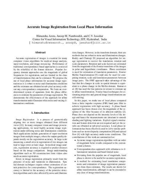 pdf accurate image registration from local phase information