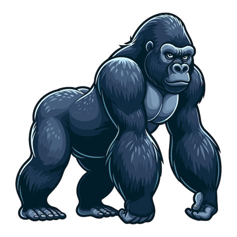 귀여운 고릴라 터 만화 일러스트레이션 프리미엄 벡터