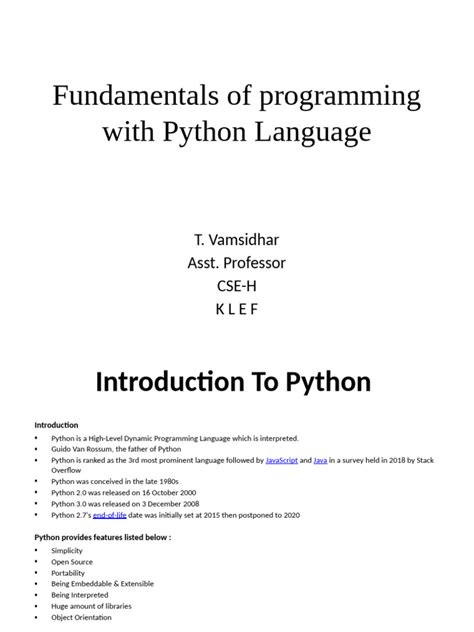 Fundamentals Of Programming With Python Language Pdf Variable