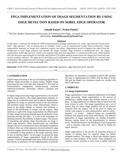 Fpga Implementation Of Image Segmentation By Using Edge Detection Based On Sobel Edge Operator