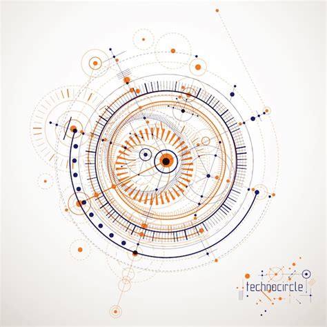 기술 계획 그래픽 및 웹 디자인에 사용하기 위한 추상 엔지니어링 초안 선과 원으로 만든 산업 시스템의 벡터 드로잉입니다 프리미엄 벡터