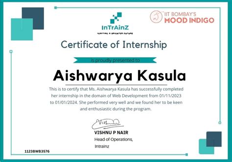 Aishwarya Kasula On Linkedin Webdevelopment Internshipcompletion Intrainz