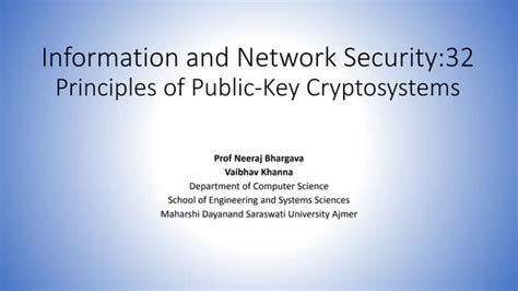 Information And Network Security 32 Principles Of Public Key Cryptosystems Ppt