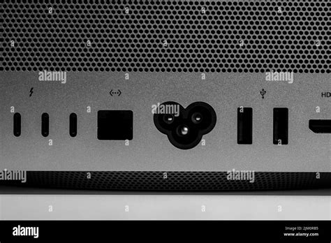 Power Port And Ethernet Low Key Still Life Of Modern New Desktop Computer System Stock Photo Alamy